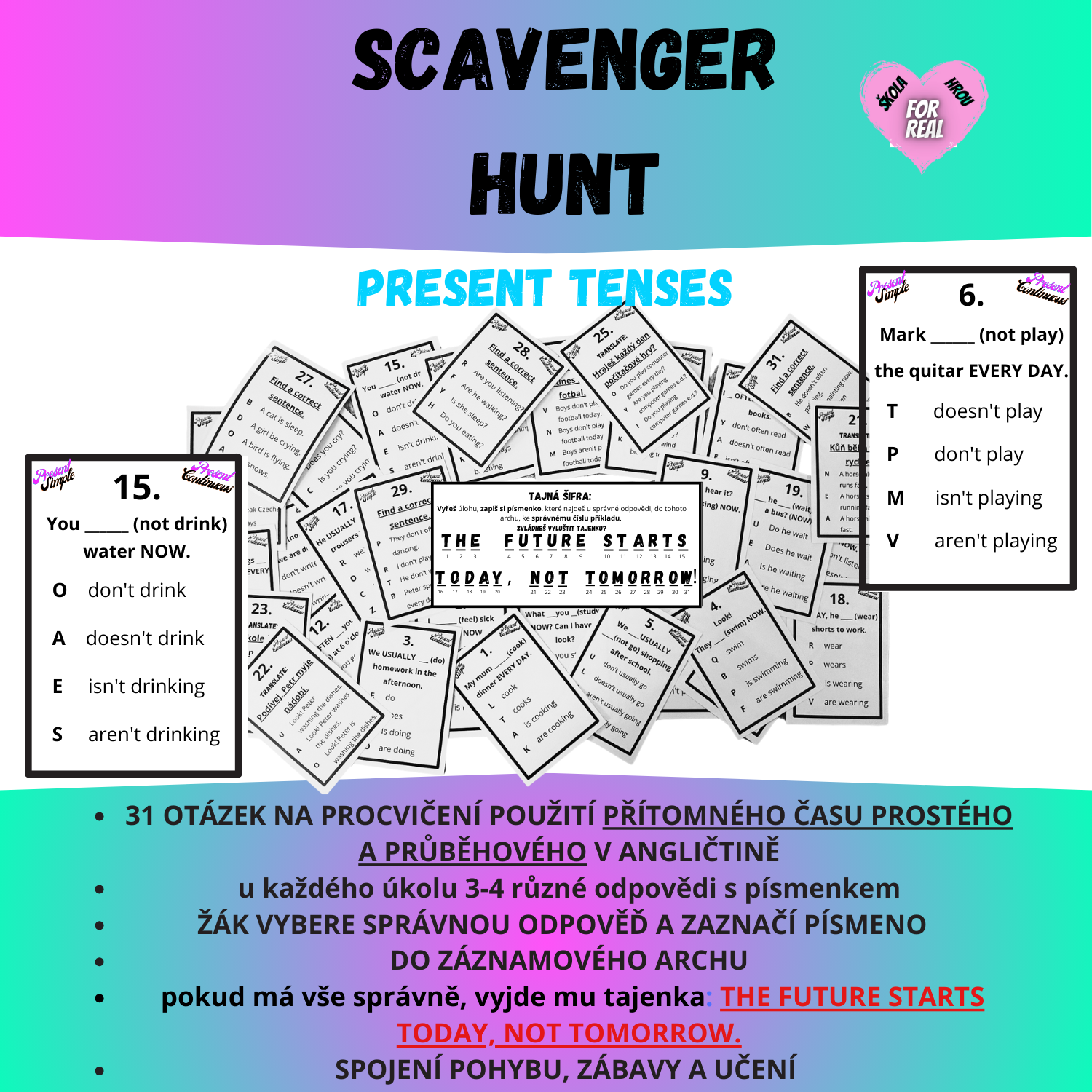Scavenger hunt - present tenses - Anglický jazyk | UčiteléUčitelům.cz